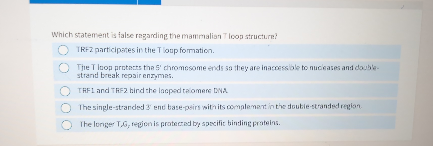Solved Which statement is false regarding the mammalian T | Chegg.com