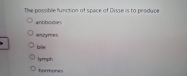 Solved The possible function of space of Disse is to | Chegg.com