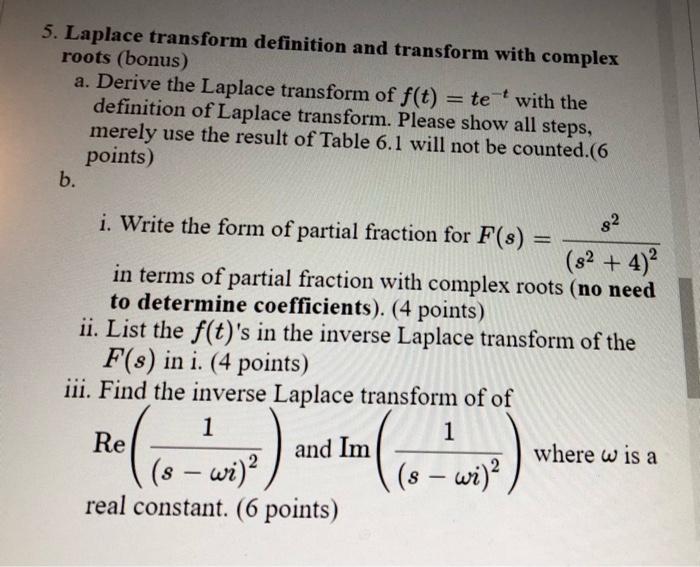 Solved 5. Laplace transform definition and transform with | Chegg.com