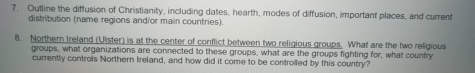 Solved 7. Outline the diffusion of Christianity, including | Chegg.com