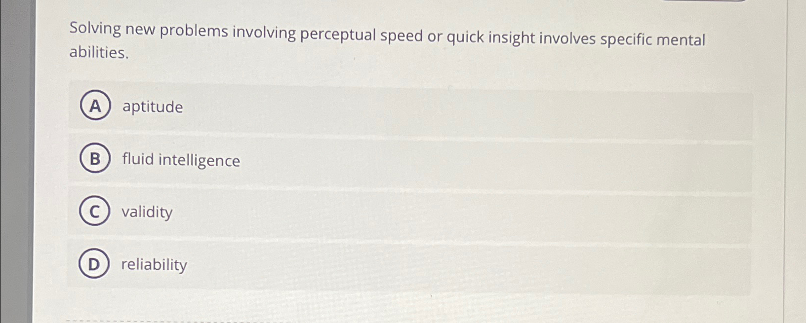 Solved Solving new problems involving perceptual speed or | Chegg.com