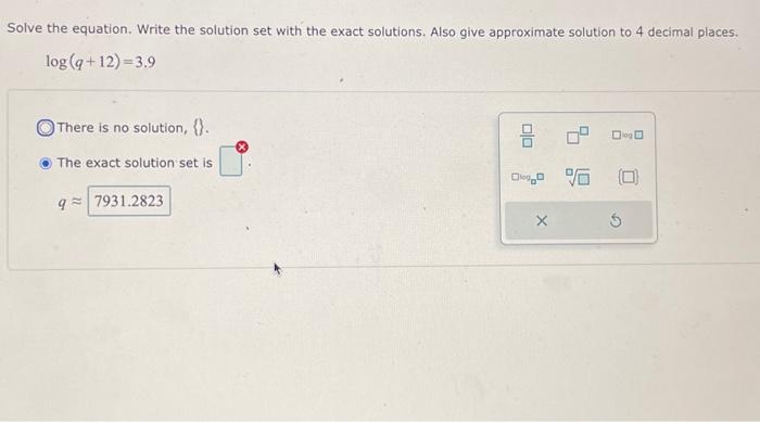 Solved Solve the equation. Write the solution set with the | Chegg.com