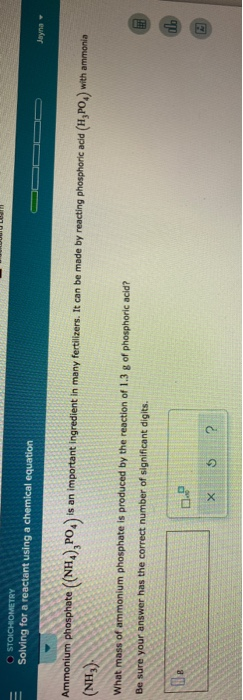 Solved STOICHIOMETRY Solving for a reactant using a chemical | Chegg.com