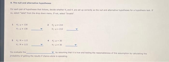 Solved 8. The null and alternative hypotheses For each pair | Chegg.com