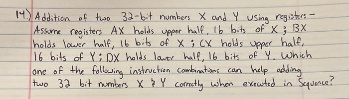 Solved Addition of the two 32-bit numbers X and Y using | Chegg.com