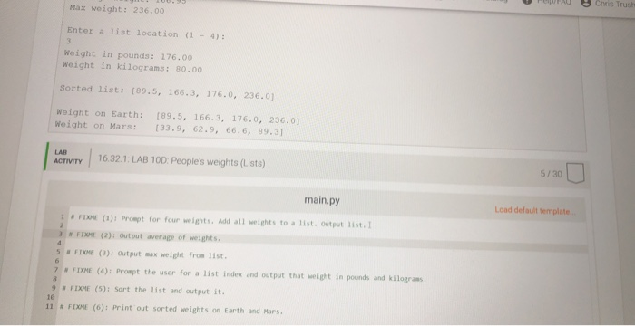 Solved 16.32 LAB 10D: People's weights (Lists) In this | Chegg.com