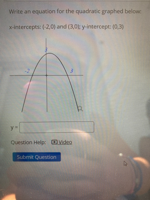 Solved Write an equation for the quadratic graphed below: | Chegg.com