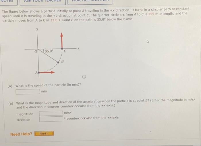 Solved The figure below shows a particle Initially at point | Chegg.com