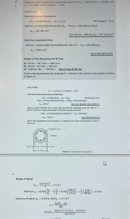 Solved 1- Design an axially loaded short square tied column | Chegg.com