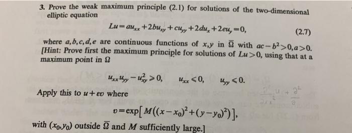 3. Prove the weak maximum principle (2.1) for | Chegg.com