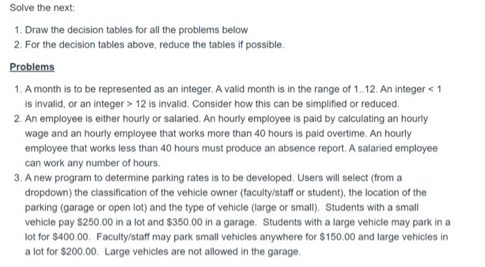 Solved Solve the next: 1. Draw the decision tables for all | Chegg.com