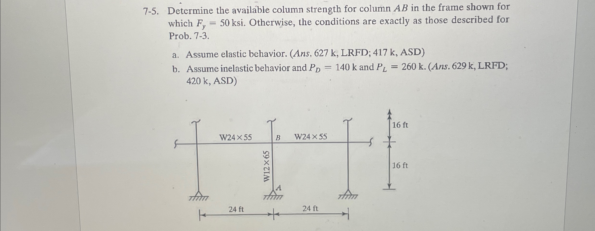 Solved 7-5. ﻿Determine the available column strength for | Chegg.com