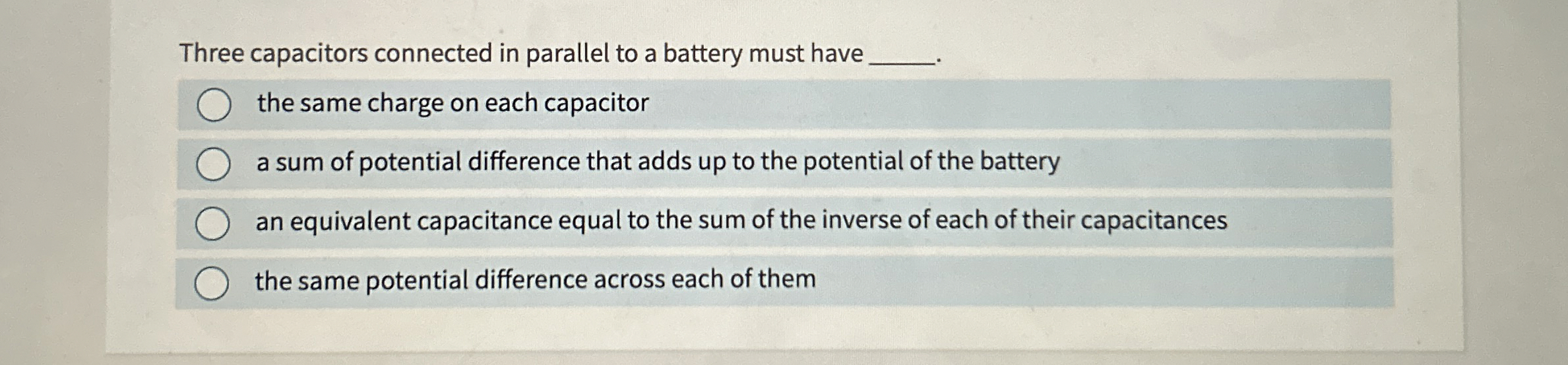 Solved Three capacitors connected in parallel to a battery | Chegg.com