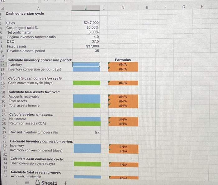 Solved Excel Online Structured Activity: Cash conversion | Chegg.com