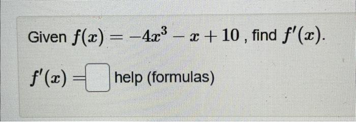 Solved Given f(x)=7x7−2, find f′(x) f′(x)= help | Chegg.com
