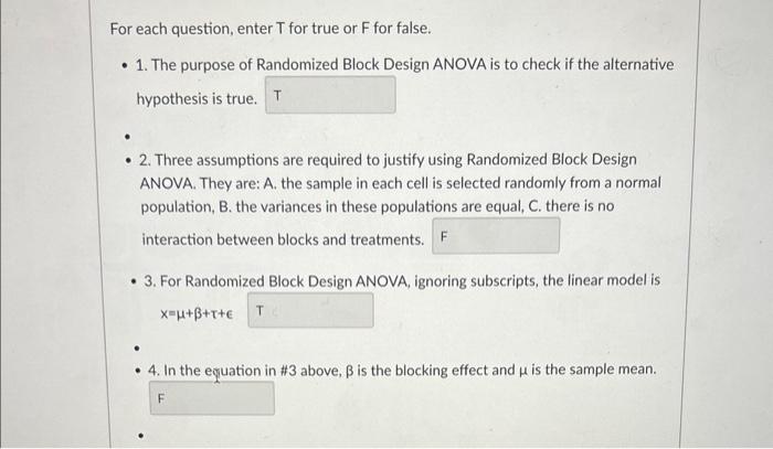Solved - 1. The purpose of Randomized Block Design ANOVA is | Chegg.com