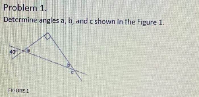 Solved Problem 1. Determine angles a, b, and c shown in the | Chegg.com