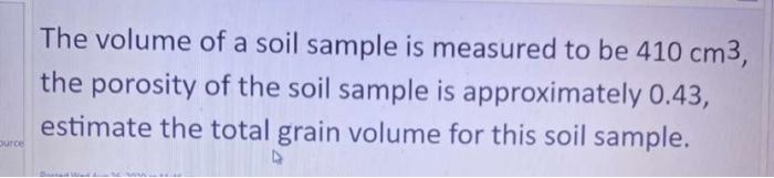 Solved The volume of a soil sample is measured to be 410 | Chegg.com