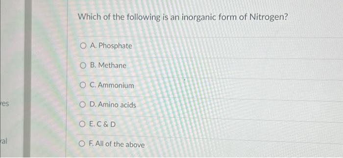Solved Which of the following is an inorganic form of | Chegg.com