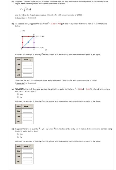 Solved () Suppose a constant force acts on an object. The | Chegg.com