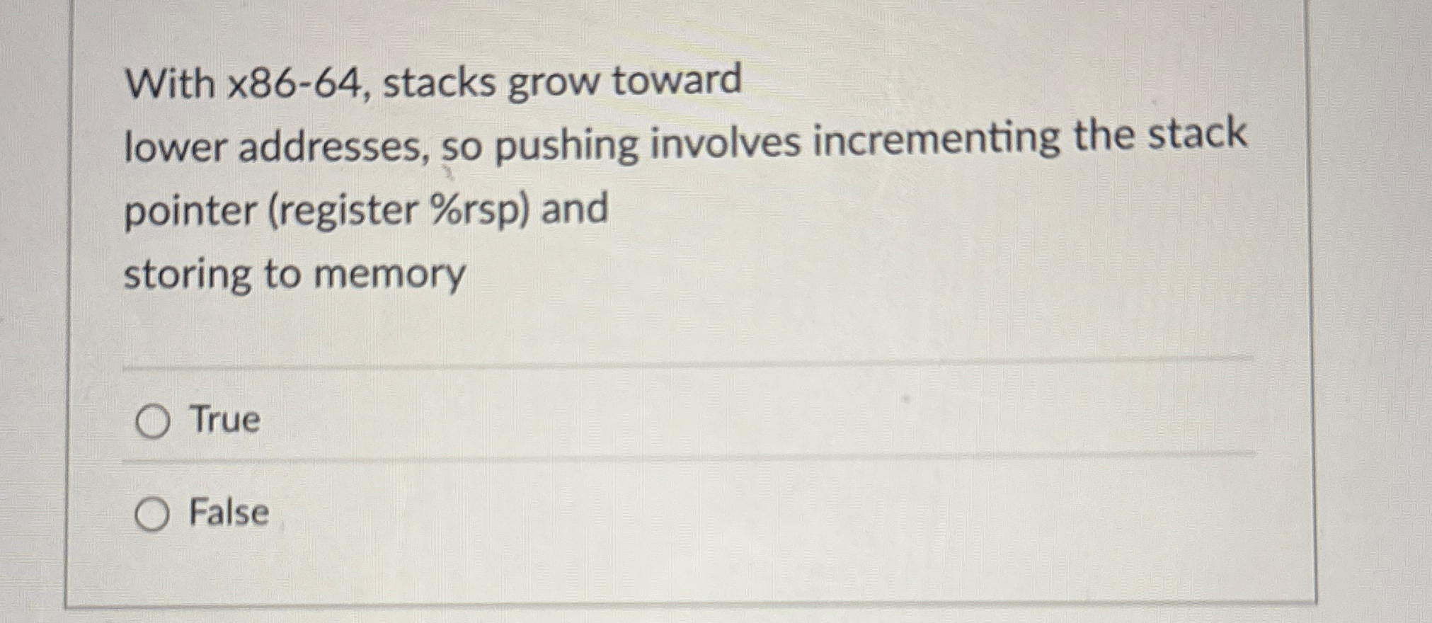 Solved With ×86-64, ﻿stacks grow toward lower addresses, so | Chegg.com
