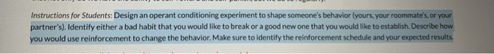 Solved Instructions for Students: Design an operant | Chegg.com