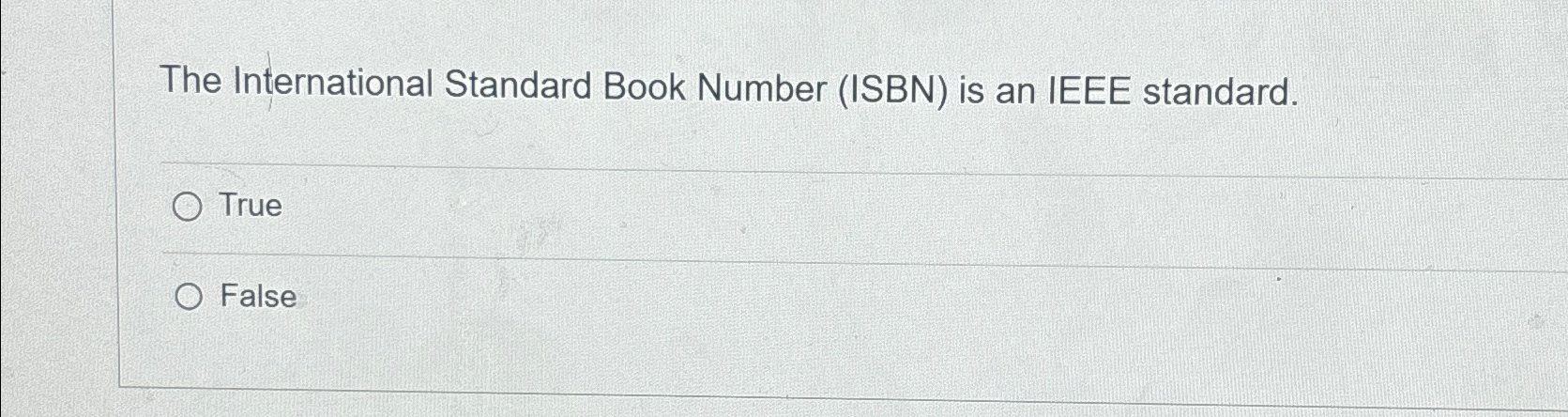 Solved The International Standard Book Number (ISBN) ﻿is an | Chegg.com