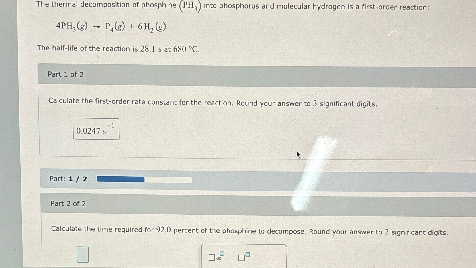 Solved The thermal decomposition of phosphine (PH3) ﻿into | Chegg.com
