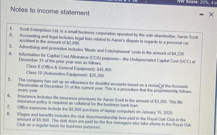 Solved Income statementIncome statementNotes to income | Chegg.com