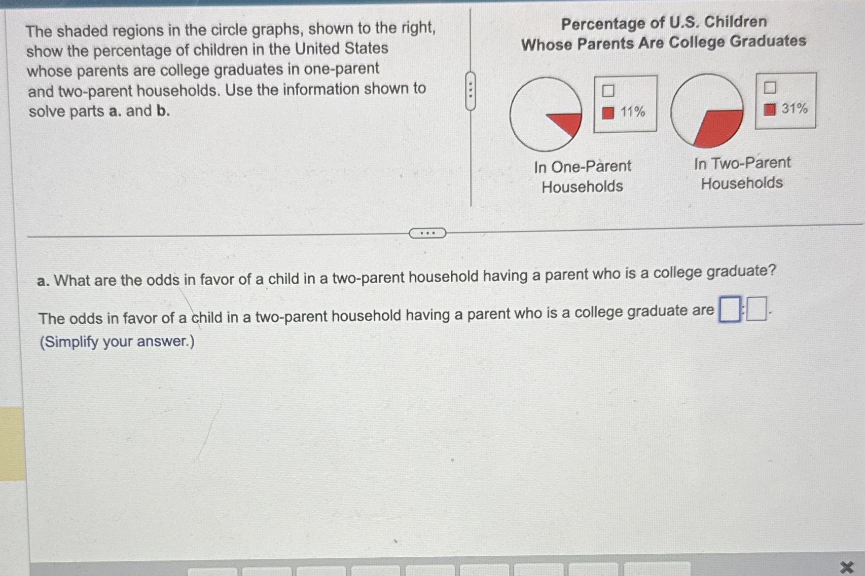 Solved by an EXPERT The shaded regions in the circle graphs, shown to the | Chegg.com
