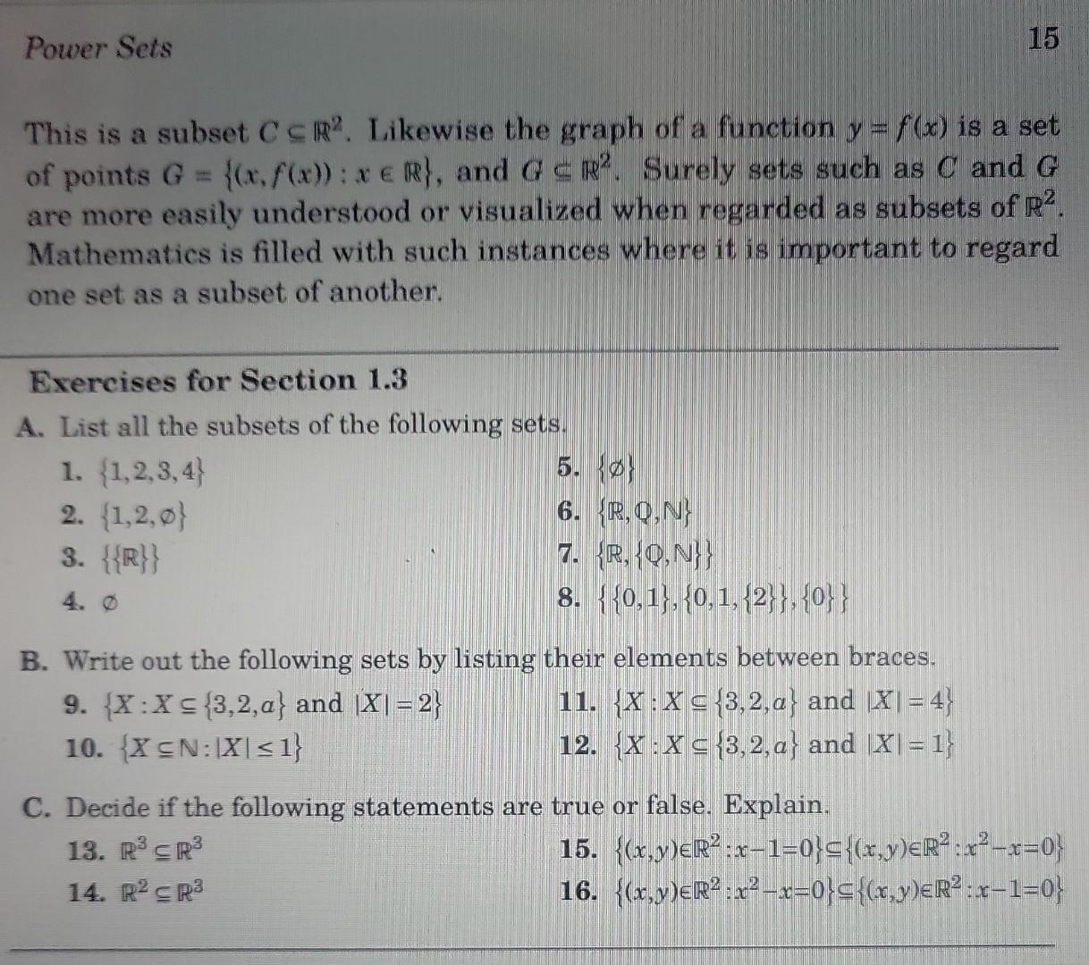 Solved This is a subset C⊆R2. Likewise the graph of a | Chegg.com