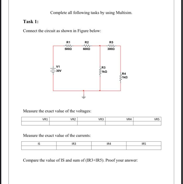 Solved Complete all following tasks by using Multisim. Task | Chegg.com