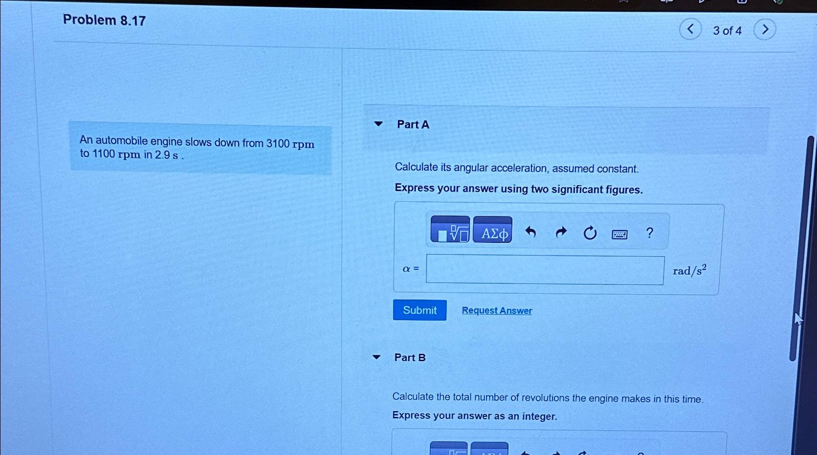 Solved Problem 8.17\\n3 of 4\\nPart A\\nAn automobile engine | Chegg.com