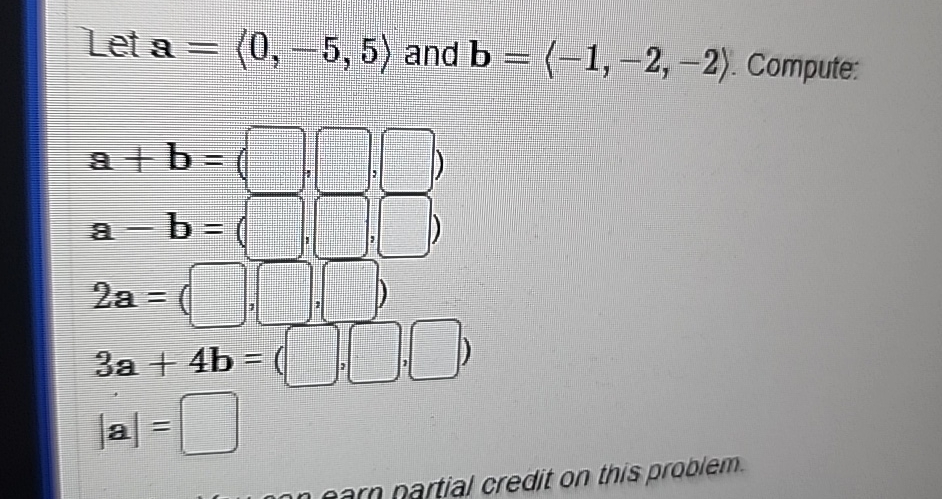 Solved Let a=(:0,-5,5:) ﻿and b=(:-1,-2,-2:). | Chegg.com