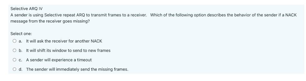 Solved A sender is using Selective repeat ARQ to transmit | Chegg.com