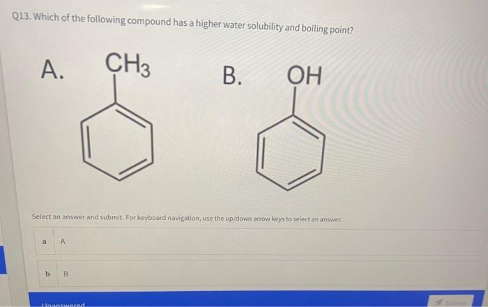 Solved Q13. Which of the following compounds has the highest | Chegg.com