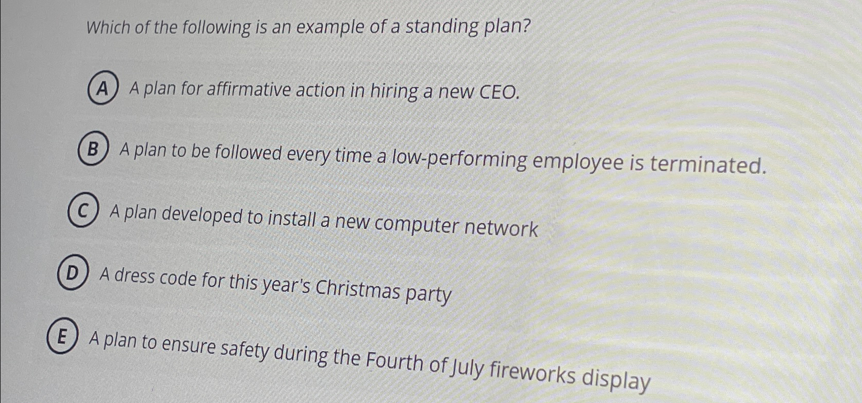 Solved Which of the following is an example of a standing | Chegg.com