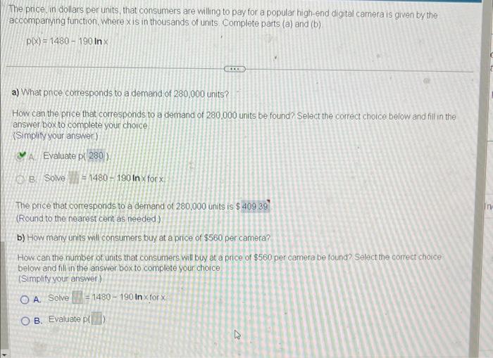 Solved The price in dollars per units, that consumers are | Chegg.com