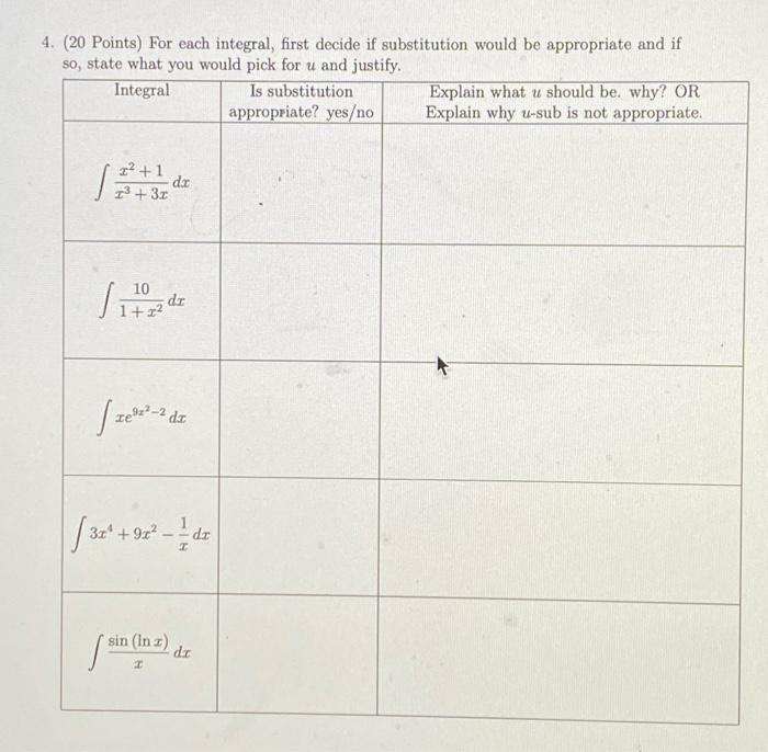 Solved 1. (20 Points) For each integral, first decide if | Chegg.com