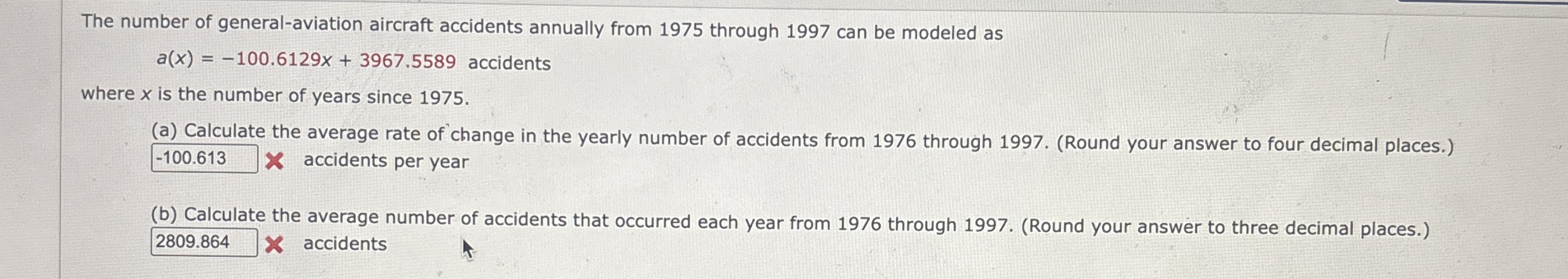 Solved The number of general-aviation aircraft accidents | Chegg.com
