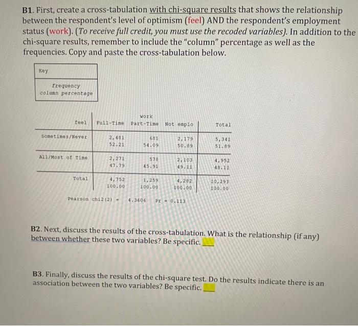 Solved B1 First Create A Cross Tabulation With Chi Square