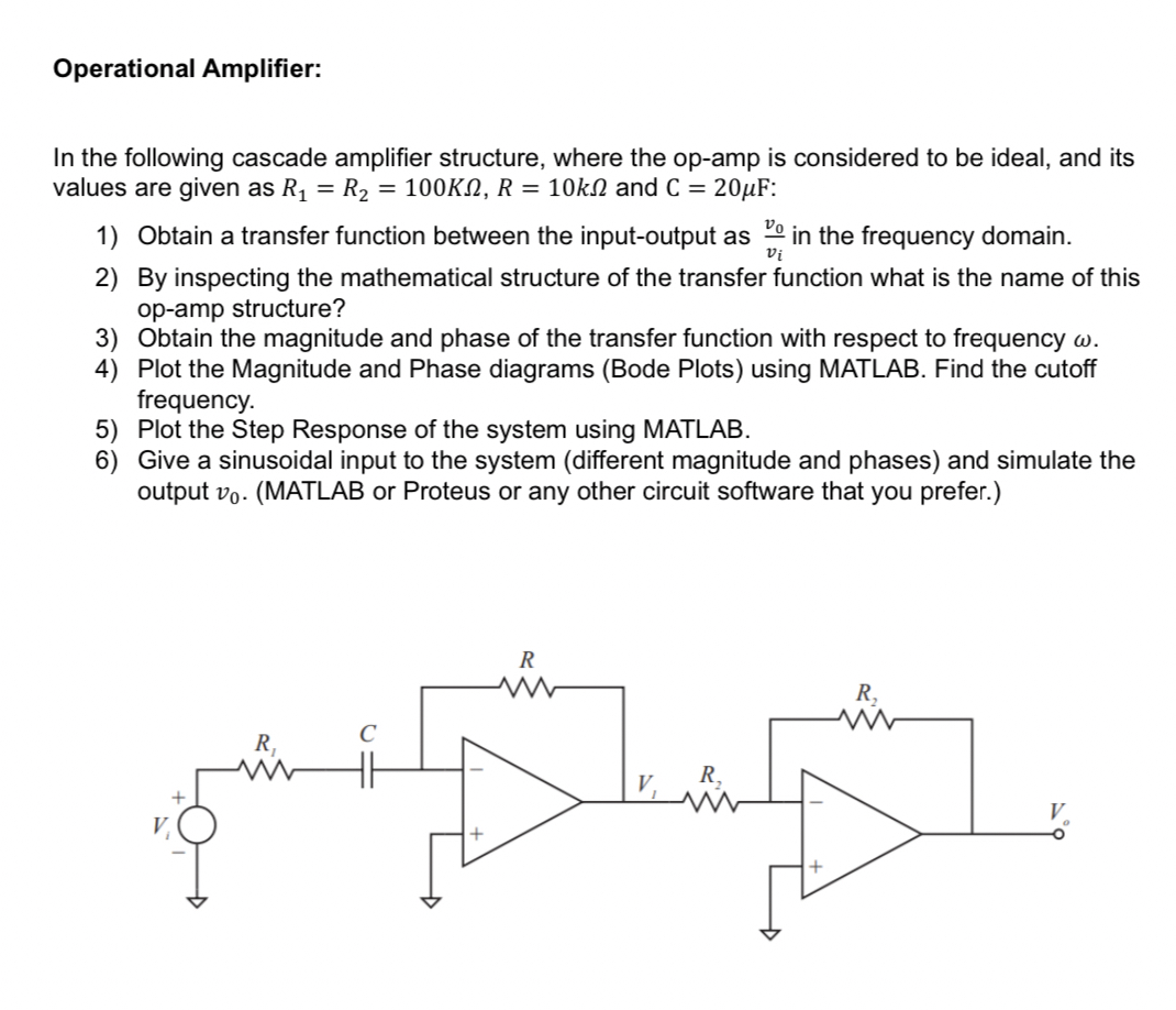 Solved Operarational amplifier.Plz MAKE THE MATLAB + ﻿all | Chegg.com