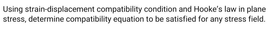 Solved Using strain-displacement compatibility condition and | Chegg.com