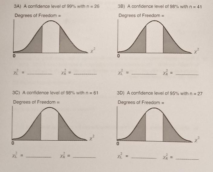 Solved 3A) A confidence level of 99% with n = 26 Degrees of | Chegg.com