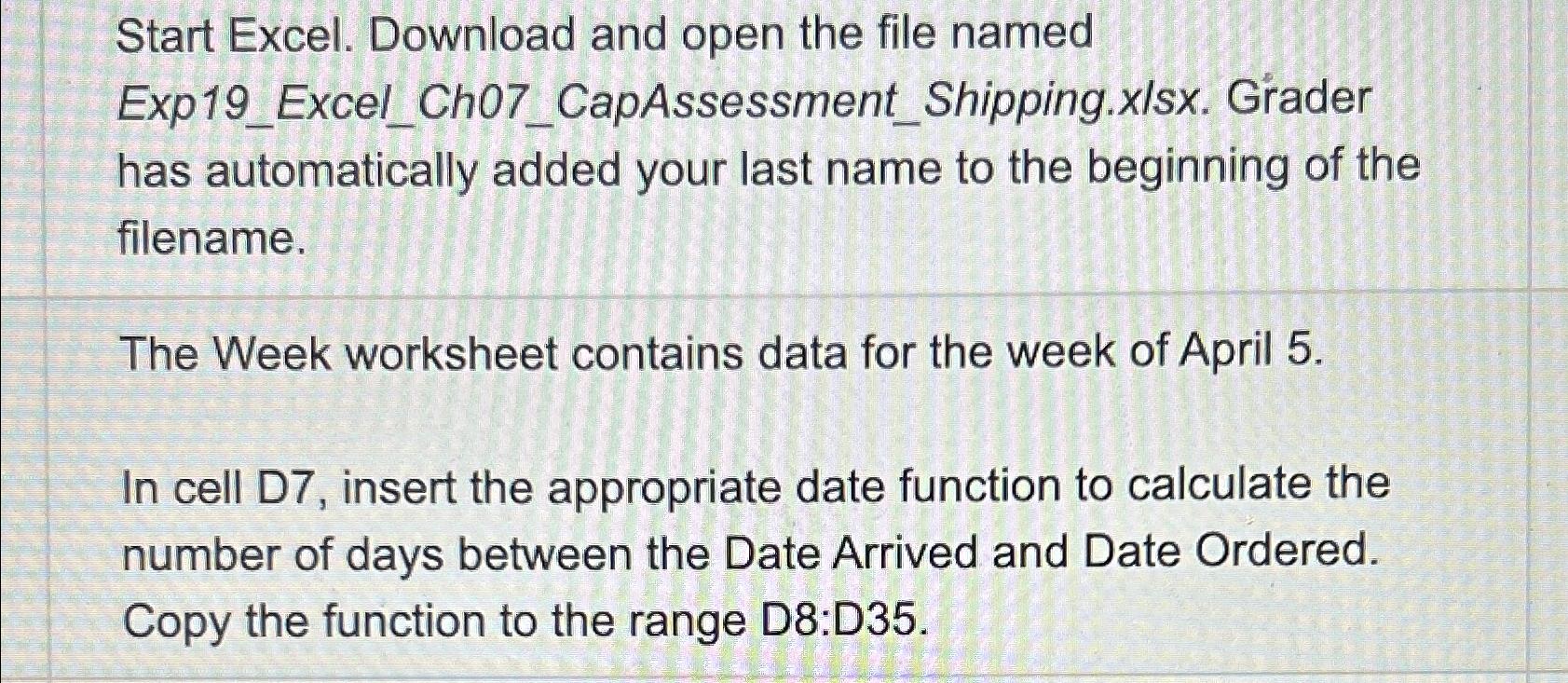 Solved Start Excel. Download and open the file named | Chegg.com