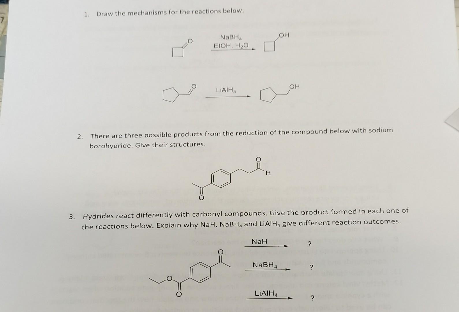 Solved 1. Draw the mechanisms for the reactions below. 2. | Chegg.com