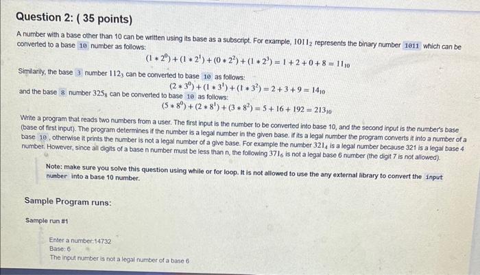 Solved A number with a base other than 10 can be witten | Chegg.com