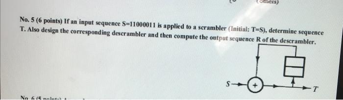 Solved No. 5 (6 points) If an input sequence S=11000011 is | Chegg.com