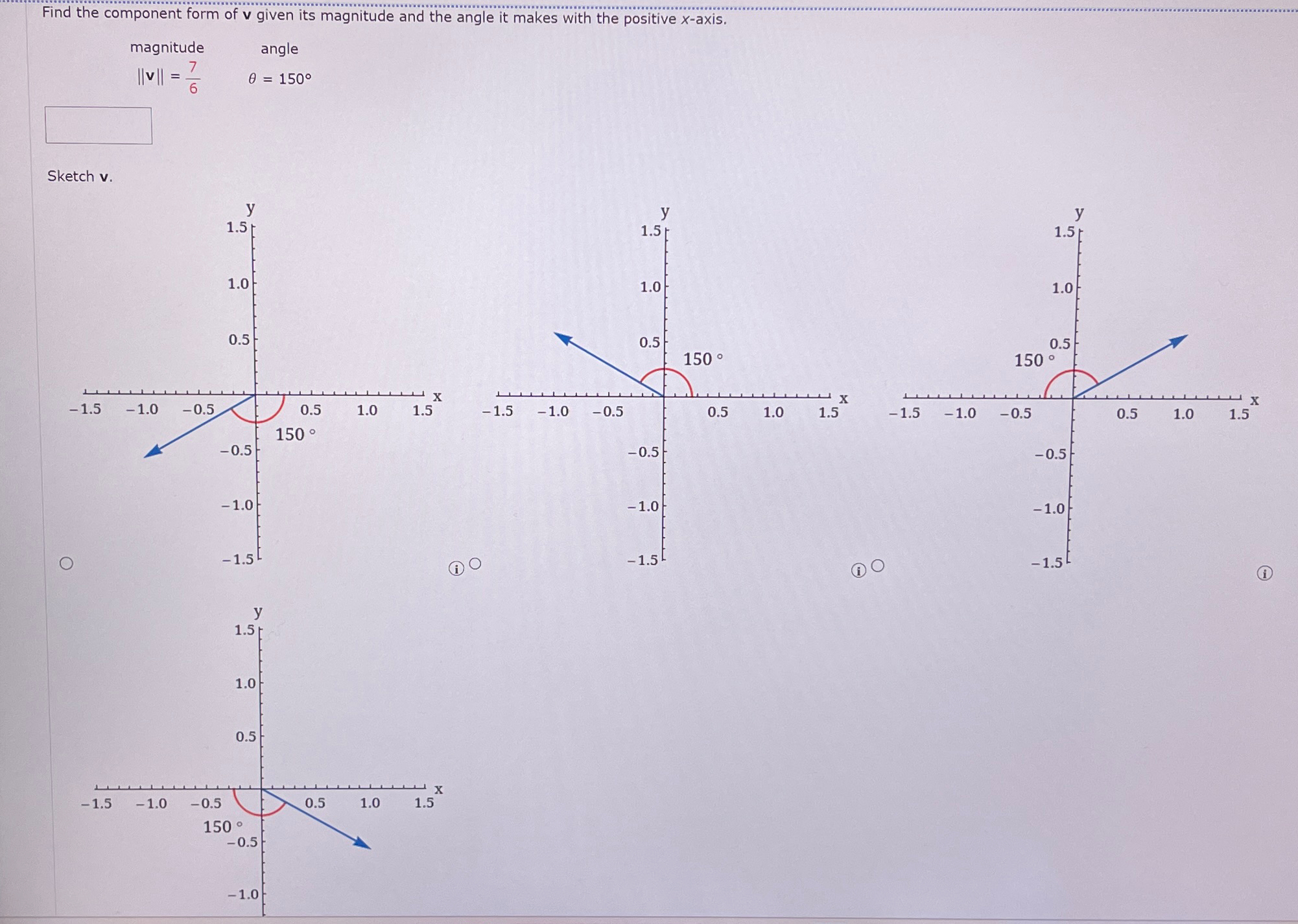 Solved Find the component form of v ﻿given its magnitude and | Chegg.com