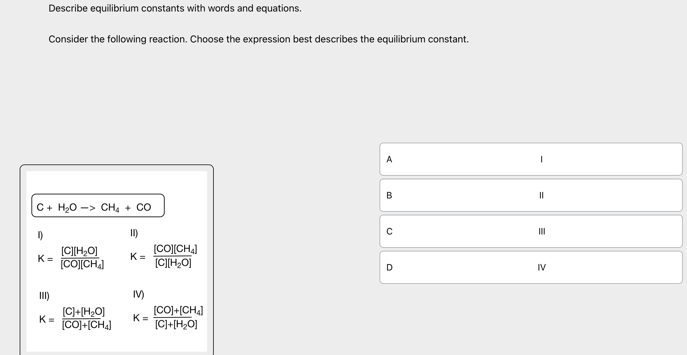 Solved Describe equilibrium constants with words and | Chegg.com